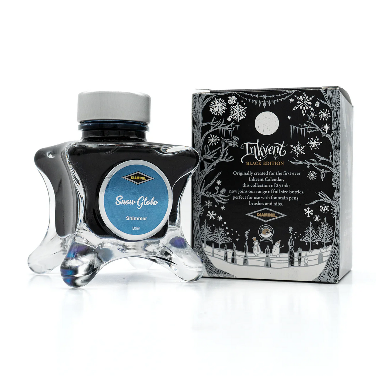 Diamine Black Edition Ink - Snow Globe Shimmering — Pulp Addiction