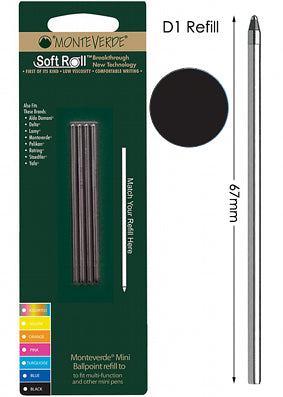 Monteverde D1 Black Mini Ballpoint Refill, Pack of 4. Buy Monteverde ...