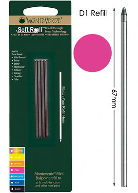Monteverde D1 Pink Mini Ballpoint Refill, Pack of 4. Buy Monteverde ...