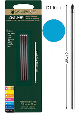Monteverde D1 Turquoise Mini Ballpoint Refill, Pack of 4. Buy ...
