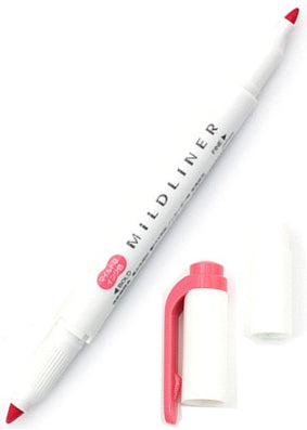 Zebra Mildliner Double Tip Mild Red Highlighter — Pulp Addiction