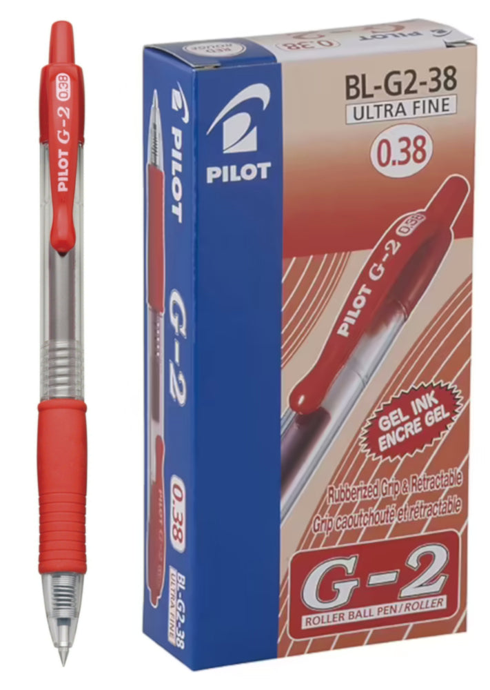 Pilot G-2 Gel Rollerball Pen - Red Ultra Fine 0.38mm, 12 Pack — Pulp ...