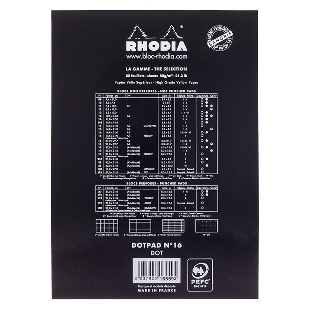 Rhodia No. 16 Notepad - Black, Dotted — Pulp Addiction