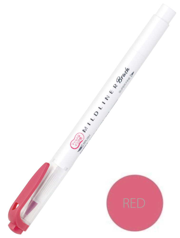 Zebra Mildliner Brush Pen - Red, Australia — Pulp Addiction